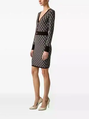 Guess Monogram-print V-neck Mini Dress