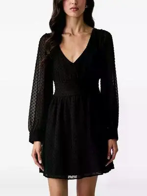 Guess Plumetis Shirred-waist Mini Dress - Black