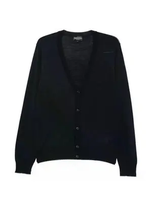 Emporio Armani V-neck Button-up Cardigan - Blue