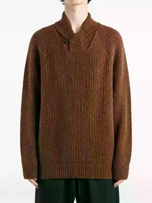 Barbour Ribbed-knit Shawl-collar Sweater - Brown