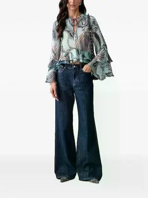 Guess Nicole Paisley-print Ruffled Blouse