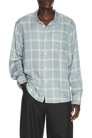 WORKS AND DAYS Rayon Check Classic Shirt - Paleblue Check