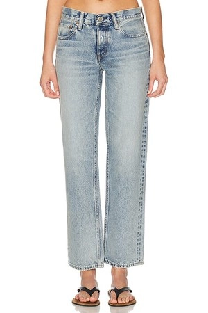 Moussy Vintage Albany Low Straight Leg Jeans - Light Blue