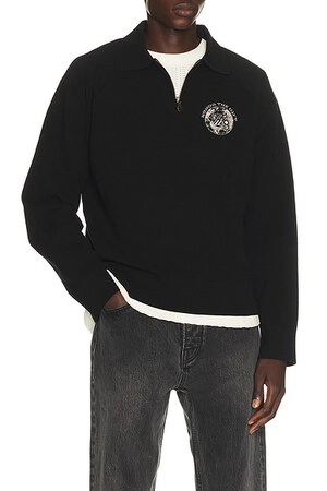 HONOR THE GIFT Knitted Zip Long Sleeve Polo