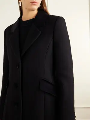 DESTREE Maria Velvet-trimmed Wool-felt Coat