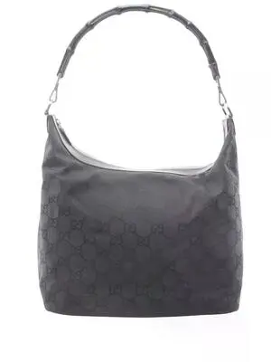 Gucci 2000-2015 Bamboo Gg Nylon Shoulder Bag - Black