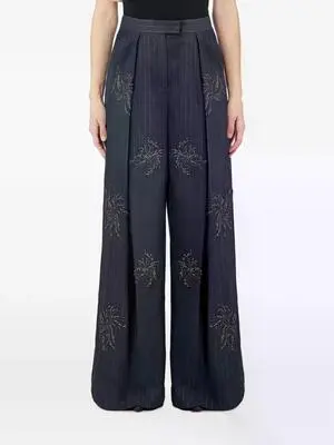 Liu Jo Pinstripe-pattern Bead-embellished Palazzo Pants - Grey
