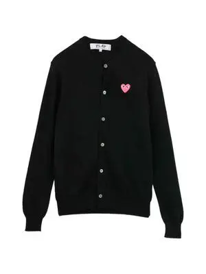 Play Comme Des Garcon Heart-patch Cardigan - Black