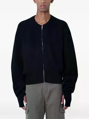 RIER Ribbed-knit Zip-up Cardigan - Black