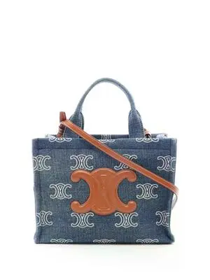 Celine 2010-2026 Small Denim Triomphe Cabas Thais Tote Satchel - Blue