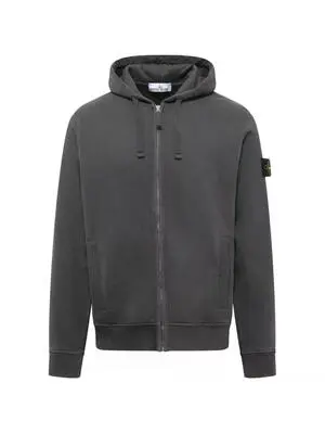 Stone Island 6100067 Brushed Organic Cotton Fleece Zip-up Hoodie - Grey