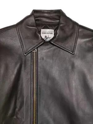 SEMICOUTURE Leather Zip-up Jacket