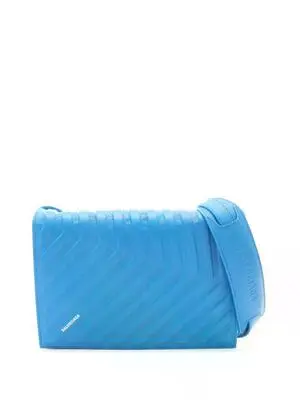 Balenciaga 2000-2026 Grained Calfskin Car Flap Crossbody Bag - Blue