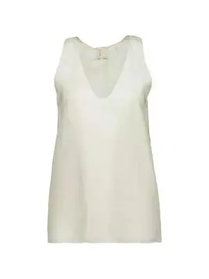 PAULA Serena V-neck Silk Tank Top - Neutrals