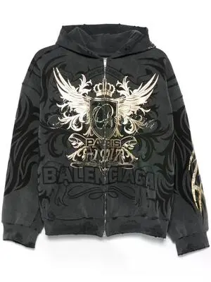 Balenciaga Graphic-print Hoodie - Grey