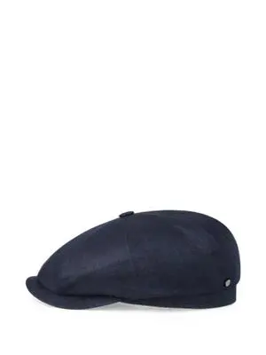 Stetson Herringbone Wool Flat Cap - Blue