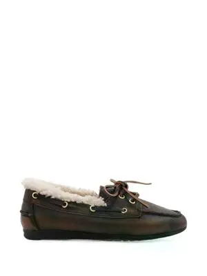 TORAL SHOES Nahua Shearling-trim Leather Loafers - Brown