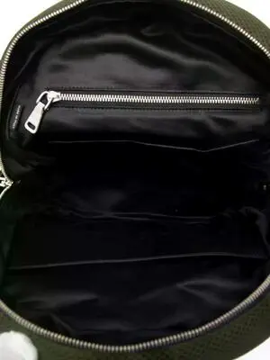 Miu Miu 2010-2026 Leather Trimmed Crystal Embellished Matelasse Nylon Backpack
