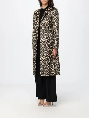COLLINI MILANO 1937 Long Single-breasted Animalier Pony Hair-effect Coat