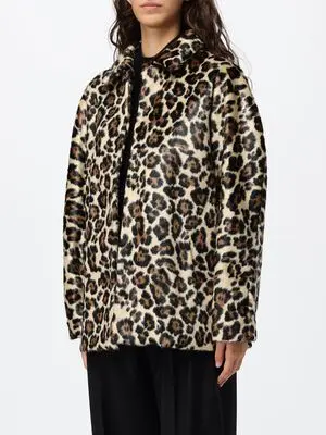 COLLINI MILANO 1937 Short Single-breasted Animalier Pony Hair-effect Coat