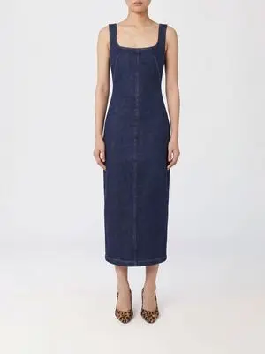 Sportmax Slim Fit Square-neck Sheath Midi Dress In Cotton Denim