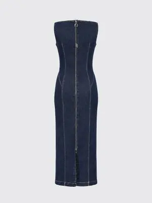 Sportmax Slim Fit Square-neck Sheath Midi Dress In Cotton Denim
