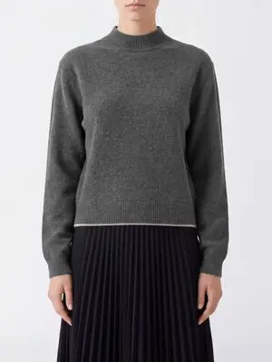 Jacquemus Long-sleeved Pure Cashmere Turtleneck Sweater - Grey