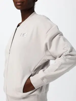 EA7 Jersey Bomber Sweatshirt With Zip And Contrast Logo
