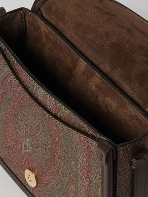 Etro Mini Crossbody Bag In Coated Cotton With Paisley Print - Brown