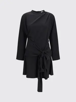 GANNI Long-sleeved Recycled Jersey Mini Dress With Tie Waist