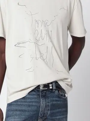 Our Legacy Abstract Print Organic Cotton T-shirt With Dropped Shoulders - Ivory
