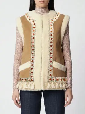 Valentino Garavani Embroidered Lambskin Fur Vest With Tassels