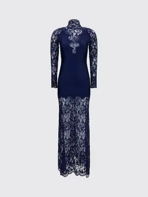 Rabanne Long-sleeved Satin And Lace High-neck Gown With Bow Detail
