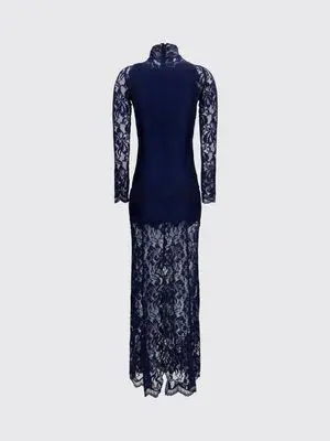 Rabanne Long-sleeved Satin And Lace High-neck Gown With Bow Detail