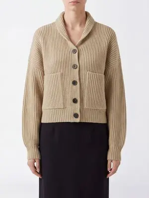 Tory Burch Shawl-collar Pure Wool Cardigan With Patch Pockets