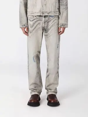 Camper Straight Jeans In Distressed Denim With Bleached Wash - Multicolor