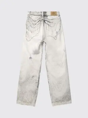 Camper Straight Jeans In Distressed Denim With Bleached Wash - Multicolor