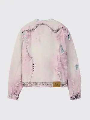 Camper Abstract Print Bleached Denim Jacket With Patch Pockets