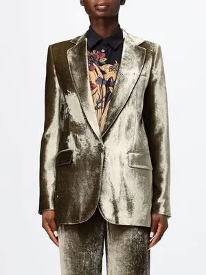 Etro Single-breasted Viscose And Silk Velvet Blazer With Peaked Lapels - Bronze