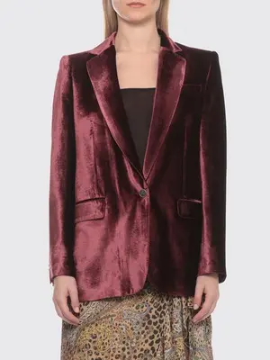 Etro Single-breasted Viscose And Silk Velvet Blazer With Peaked Lapels - Burgundy