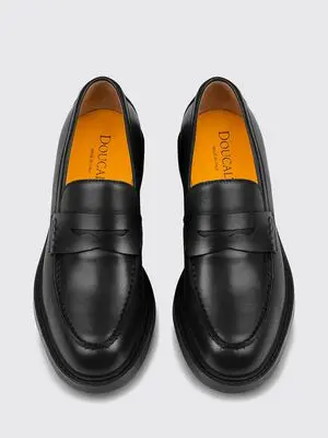 DOUCAL'S Smooth Calfskin Penny Loafers With Rubber Sole