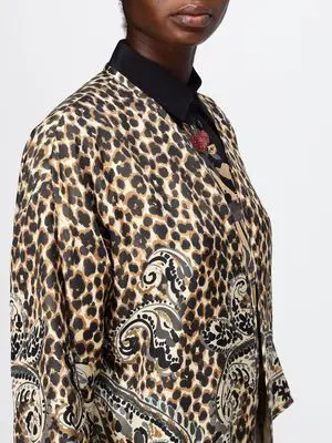 Etro Paisley And Animal Print Silk Robe Jacket - Gold