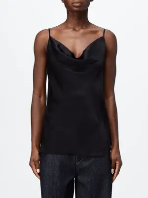 Acne Studios Satin Evening Top With Draped Neckline And Thin Straps