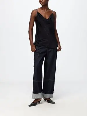 Acne Studios Satin Evening Top With Draped Neckline And Thin Straps