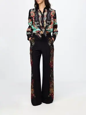 Etro High-waisted Paisley Print Silk Palazzo Trousers