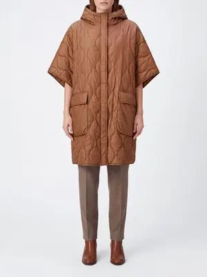 Woolrich Short-sleeved Hooded Knee-length Puffer Coat In Recycled Nylon