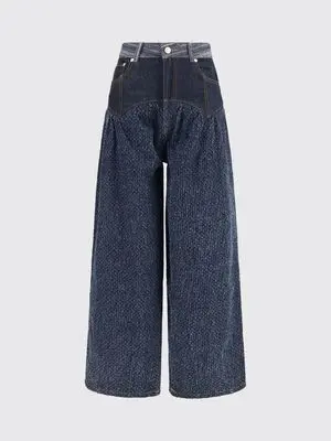 GANNI High-waisted Wide Leg Jeans In Patchwork Cotton Denim