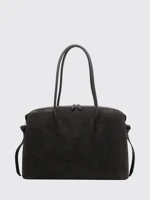 Yuzefi Brioche Large Suede Calfskin Shoulder Bag With Zip Brown