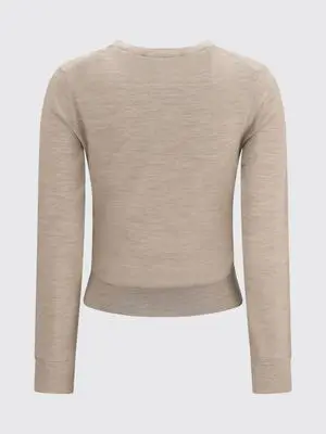 Tory Burch Pure Wool Crewneck Sweater With Embroidered Logo And Ribbed Trims
