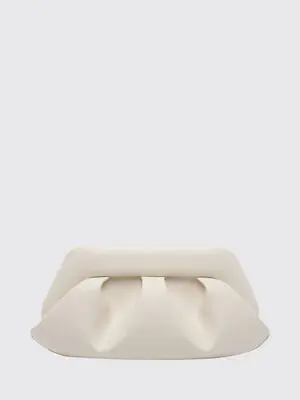 THEMOIRE Bios Clutch In Recycled Vegan Leather With Removable Handle - Ecru